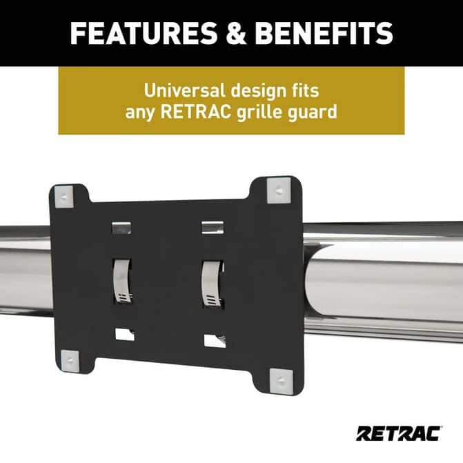 Retrac License Plate Bracket, Grill Guard Pipe Tubing Clamp On Style ...