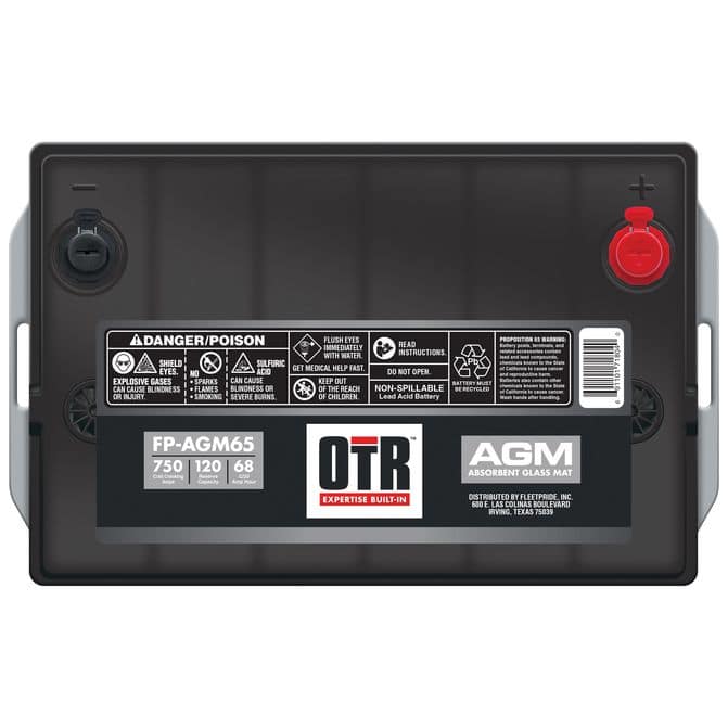 OTR Group Size 65 Heavy Duty Truck AGM Battery - 750 CCA FPAGM65 ...