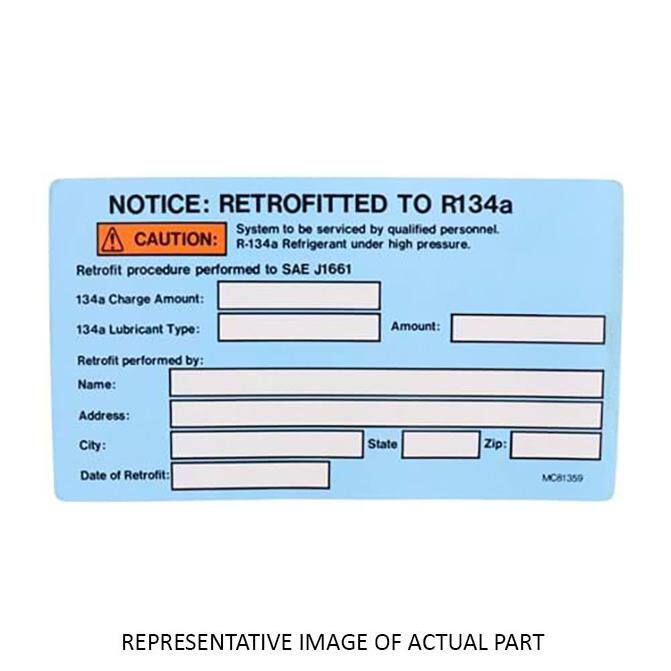 MASTERCOOL R134a Retrofit Information Label - 10 Pieces MSC8135910 ...