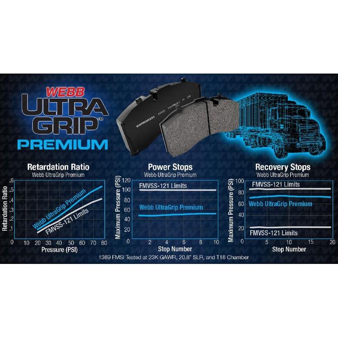 WEBB UltraGrip Premium Air Disc Brake Pads 1708 FMSI WWPREM1708 ...